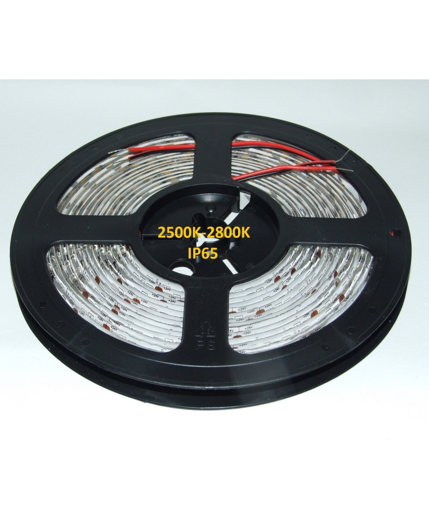 24VDC LED tape, warm white 2700K, 16W/m, 120LED/m, IP65, 5m, SMD2835 ...