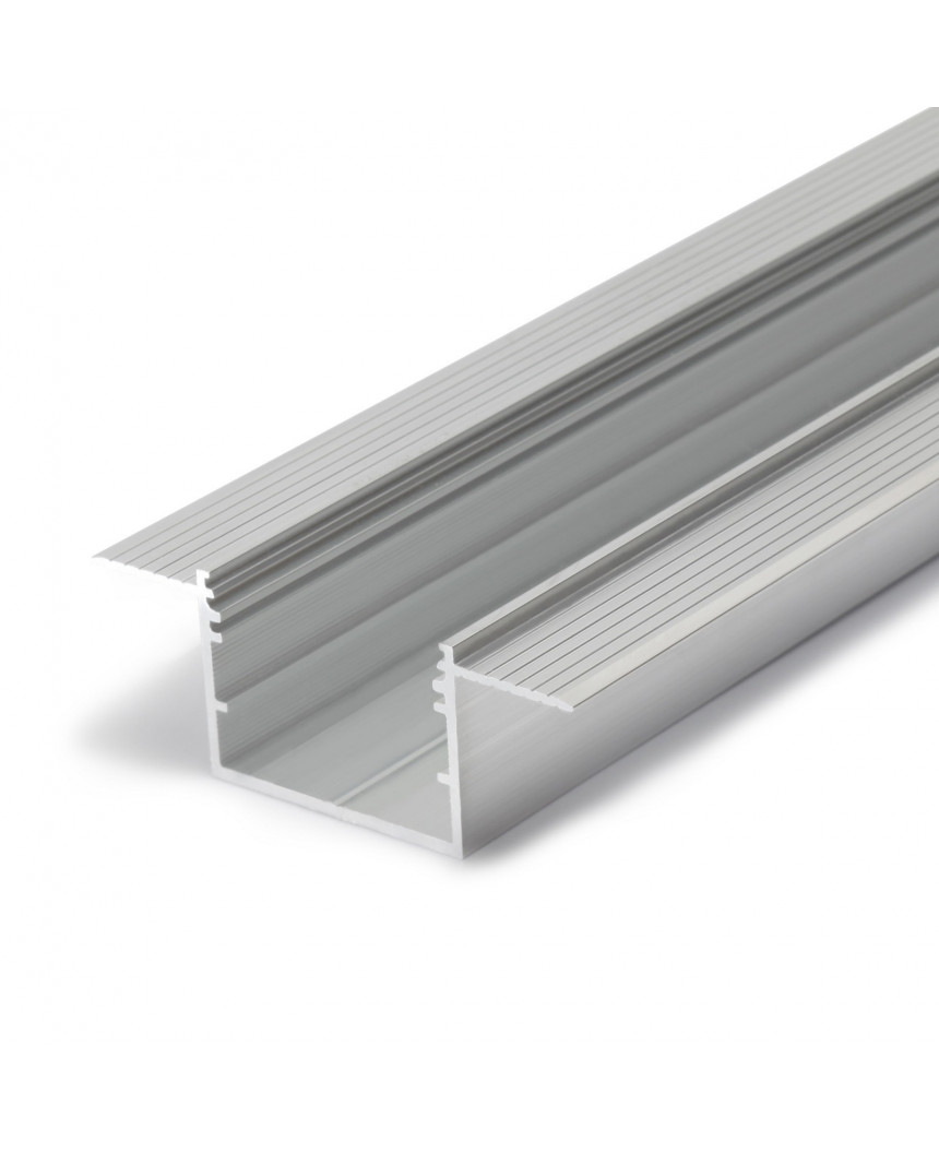 1m Alu-Ceiling Plaster-in LED profile C3 (raw ALU) with cover - C3 ...