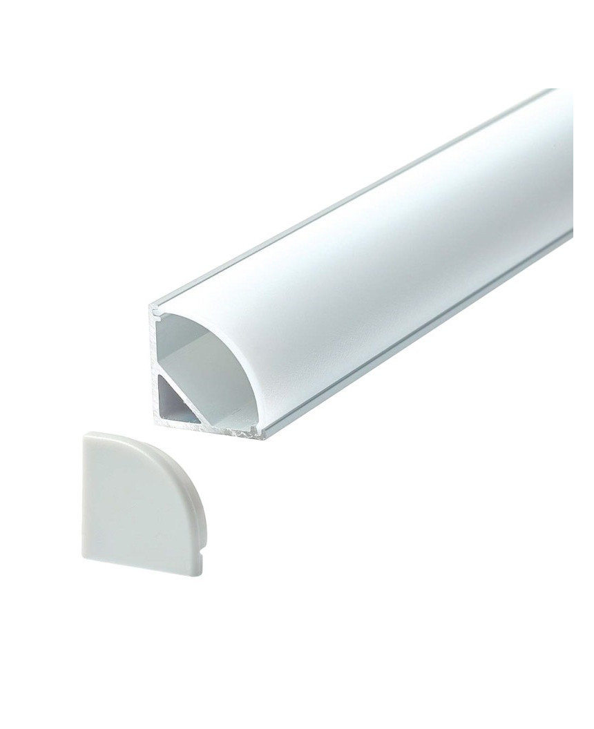 1m silver corner LED aluminium extrusion A3 with milky diffuser - A3 ...