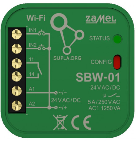 SBW-01 Wi-Fi 1-channel Gate control module, Supla - SUPLA Devices ...