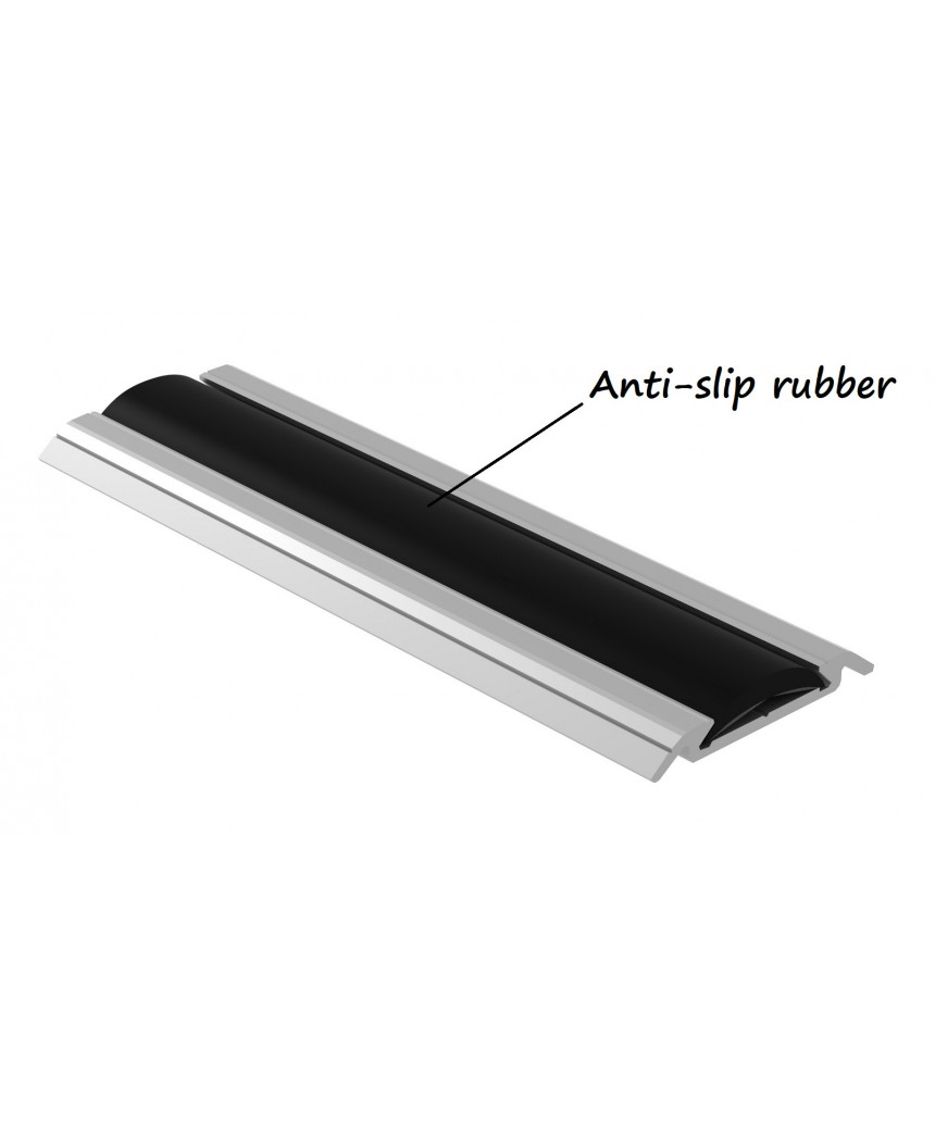 2m profile floor extrusion Bus3 anodized aluminium silver rubber insert ...