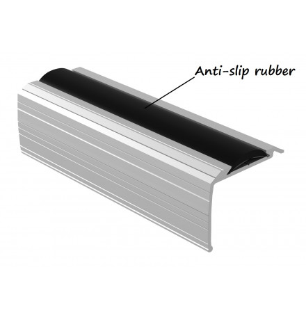 2.5m profile step extrusion Bus2 anodized aluminium silver rubber ...
