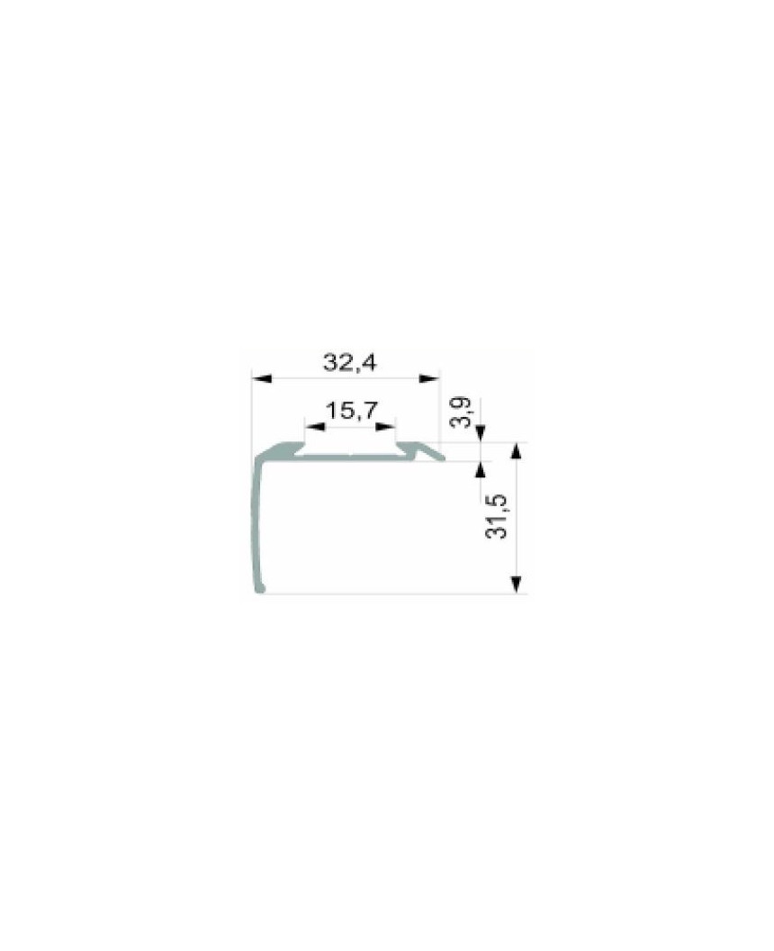 2.5m profile step extrusion Bus2 anodized aluminium silver rubber ...