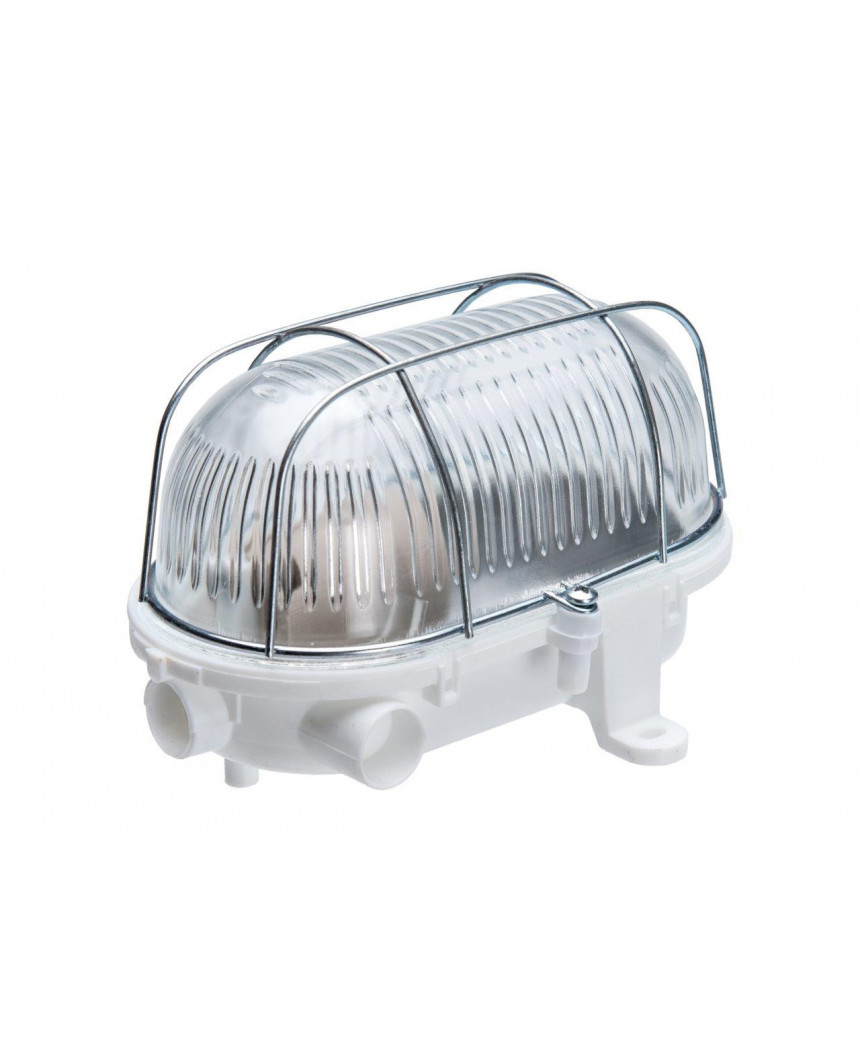 OVAL 60, ES / E27, Bulkhead Light Lamp, IP54, steel cage, glass cover ...