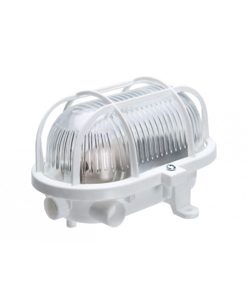 OVAL 60, ES / E27, Bulkhead Light Lamp, IP54, plastic cage, glass cover ...