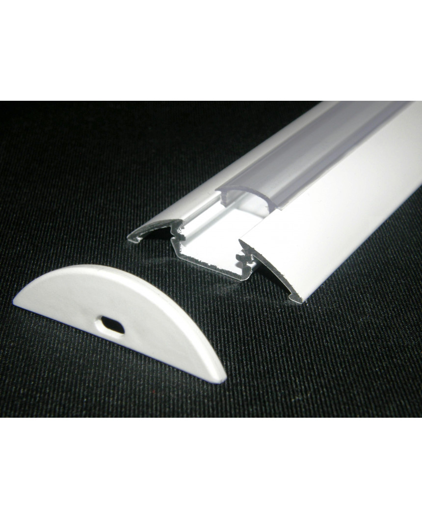P4 surface LED profile 2m, painted aluminium, white, with diffuser - P4 ...