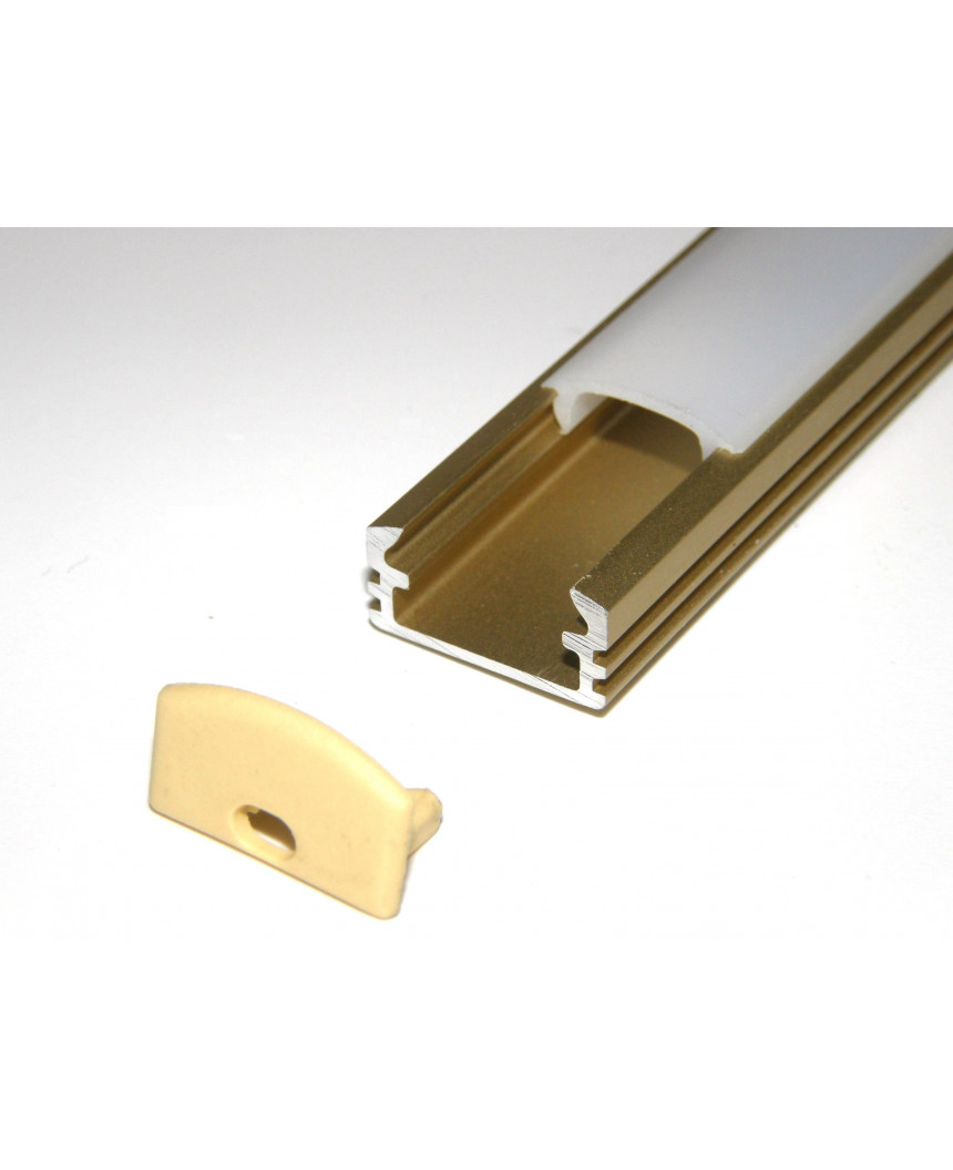 P2 surface LED profile 2m, anodized aluminium, gold, plus diffuser - P2 ...