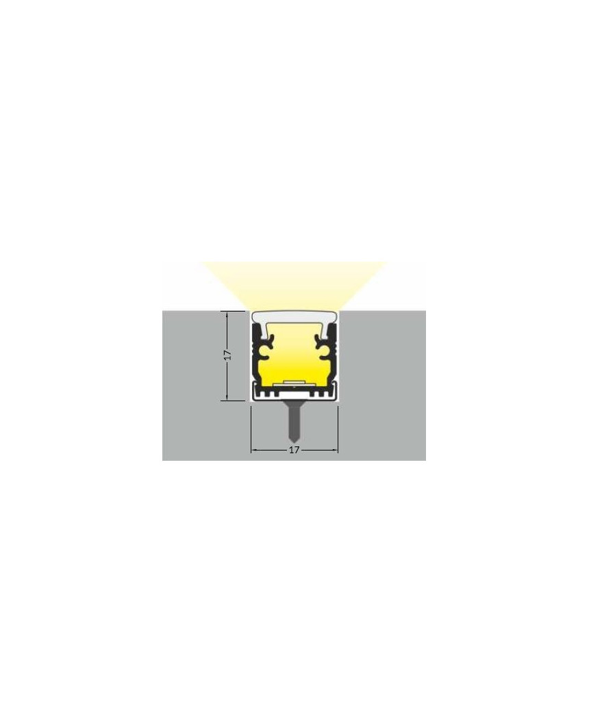 3m recessed floor LED profile T5 (anodized, silver), with opal cover ...