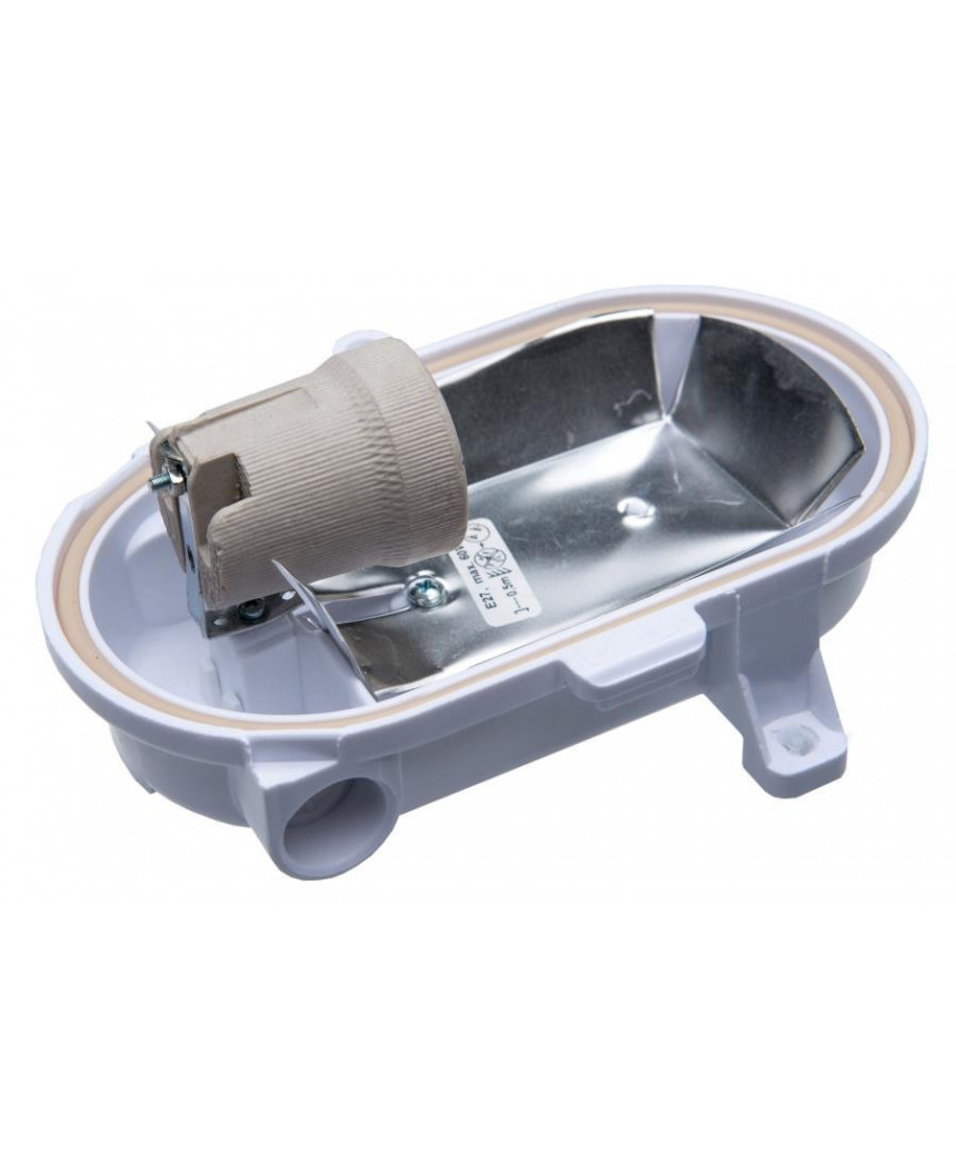 Signal lamp OVAL 60, ES / E27, Bulkhead Light, IP54, white bakelite ...