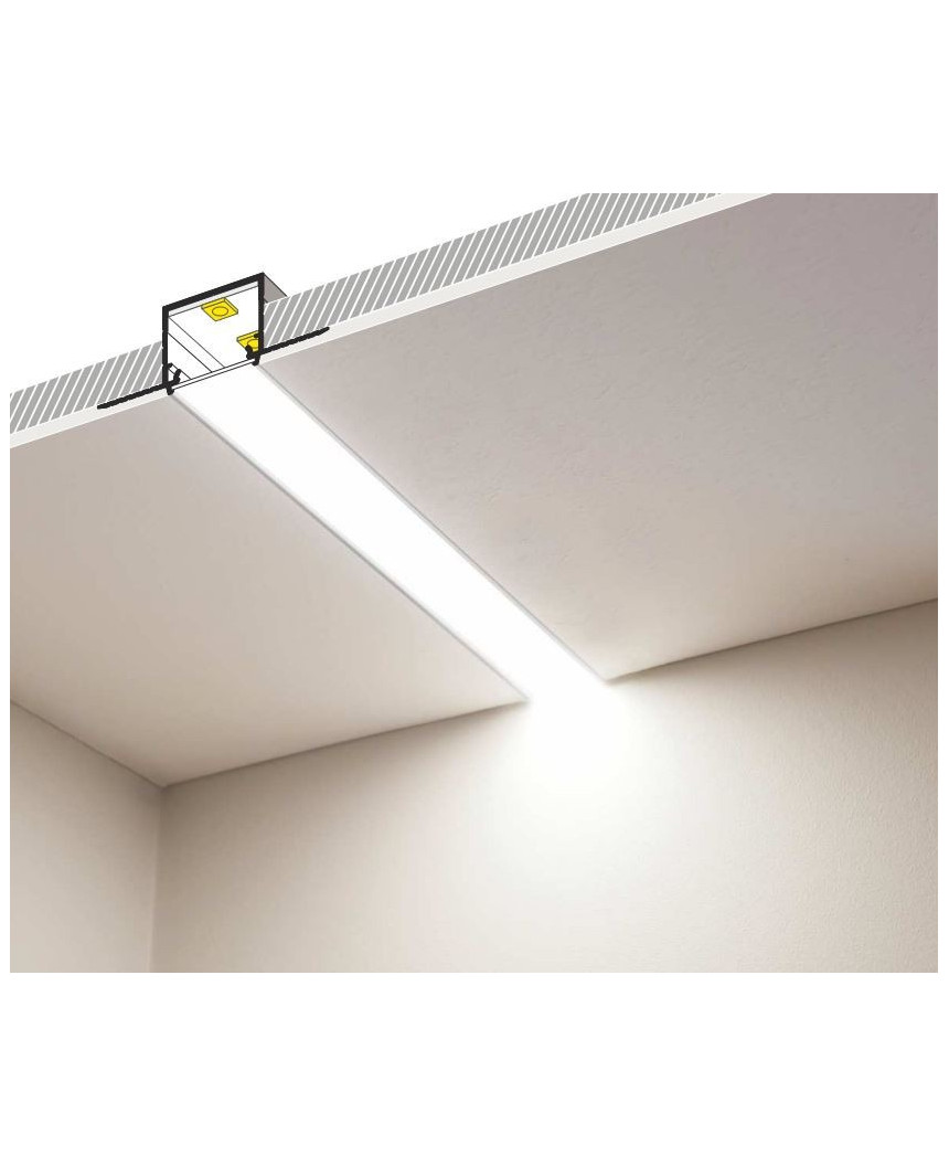 1m Plaster-in LED profile C3M (raw ALU) for plaster boards with cover ...