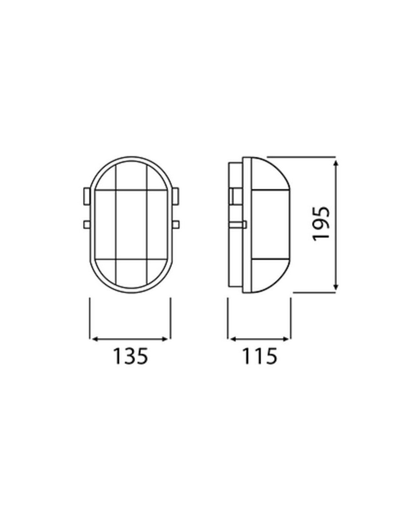 OVAL 100, ES / E27, Bulkhead Light Lamp, IP54, black bakelite, steel ...