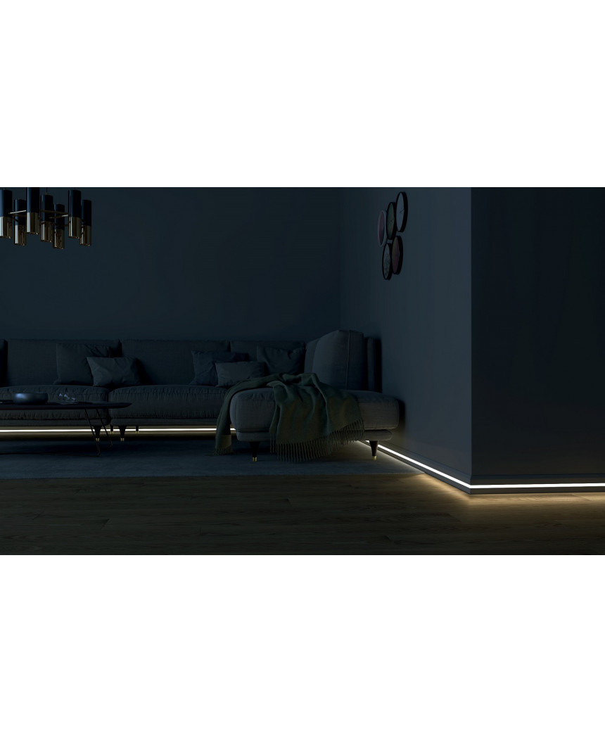 Sample of ESB1 paintable LED aluminium white skirting board milky ...